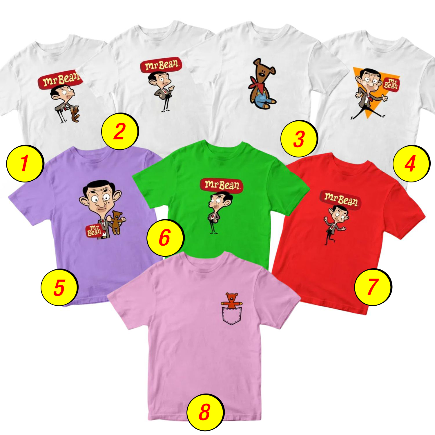 Mr Bean T-Shirt Merch - 3 Pack Tee Shirts Bundle Cartoon - Inspire Uplift