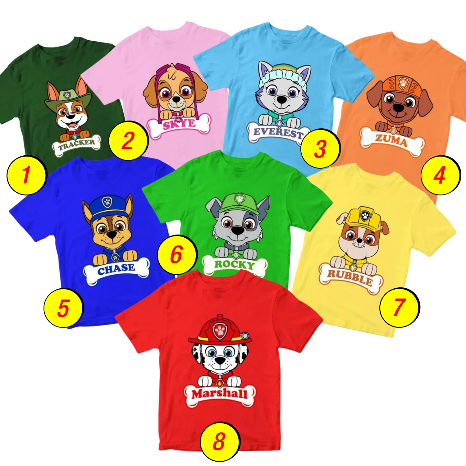 Paw Patrol Bone Rubble, Skye, Zuma, Rocky, Everest, Marshall | Inspire ...