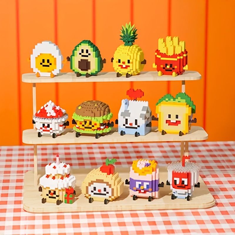 DIY Happy Food 3D Building Block Set – 12 Miniature Figures | Inspire ...