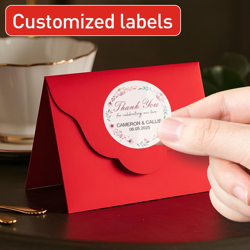 Custom Floral Wedding Name Stickers Personalized Labels | Inspire Uplift