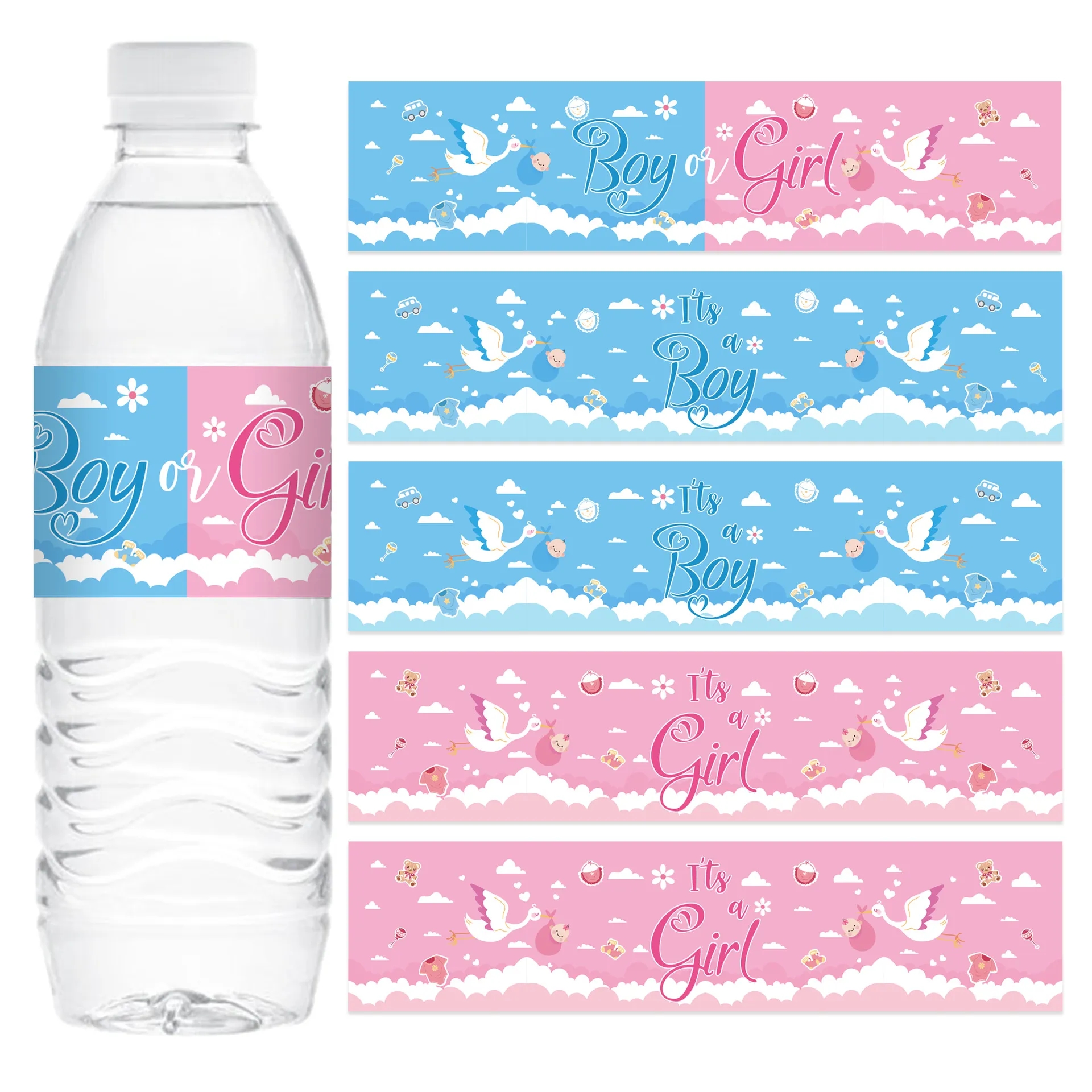 Gender Reveal Water Bottle Sticker Set for Baby Shower | Inspire Uplift