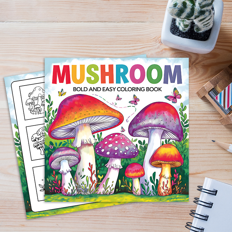 Bold Mushroom Coloring Book for Adults and Kids | Inspire Uplift