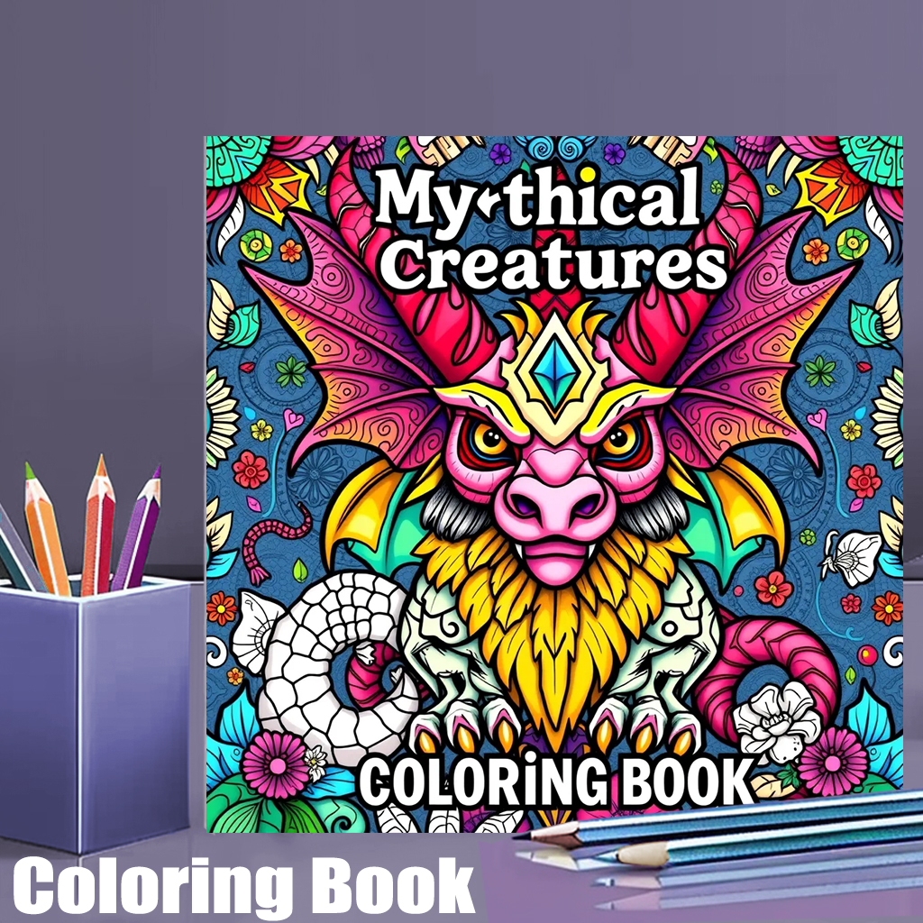 Mythical Creatures Adult Coloring Book for Stress Relief | Inspire Uplift