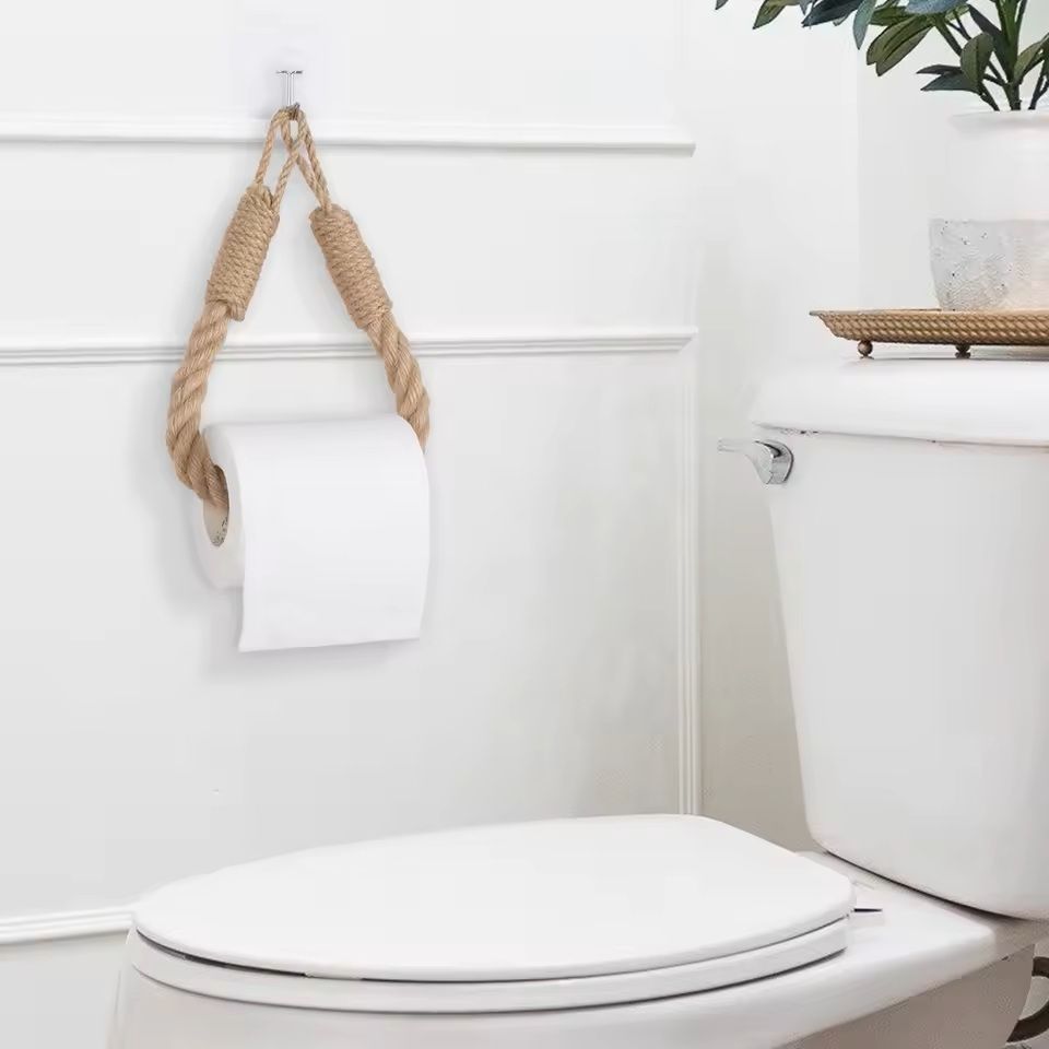 Hemp Rope & Wood Wall-Mounted Tissue Holder – Rustic Bathroo | Inspire ...