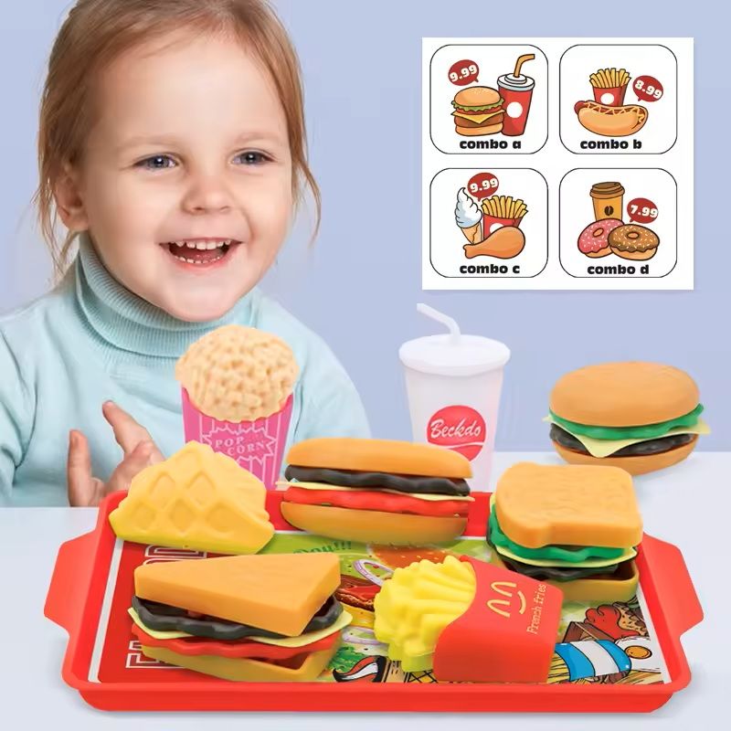 9-Piece Kids Pretend Play Food Toy Set Hamburger, Fries & Ho | Inspire ...