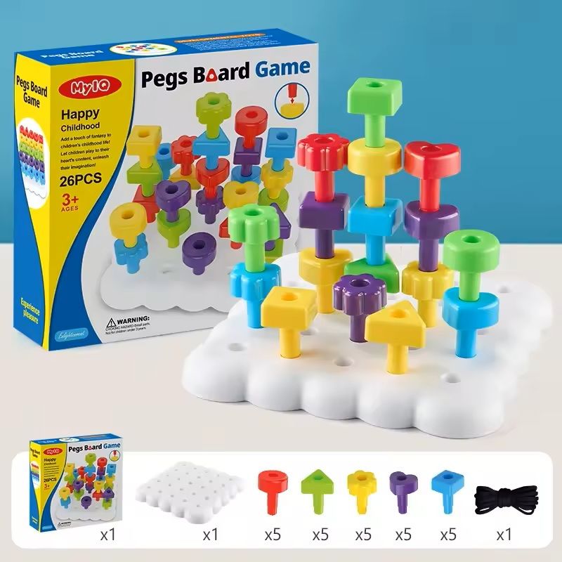 Montessori Peg Board Toy oddler Building & Stacking Block Ga | Inspire ...