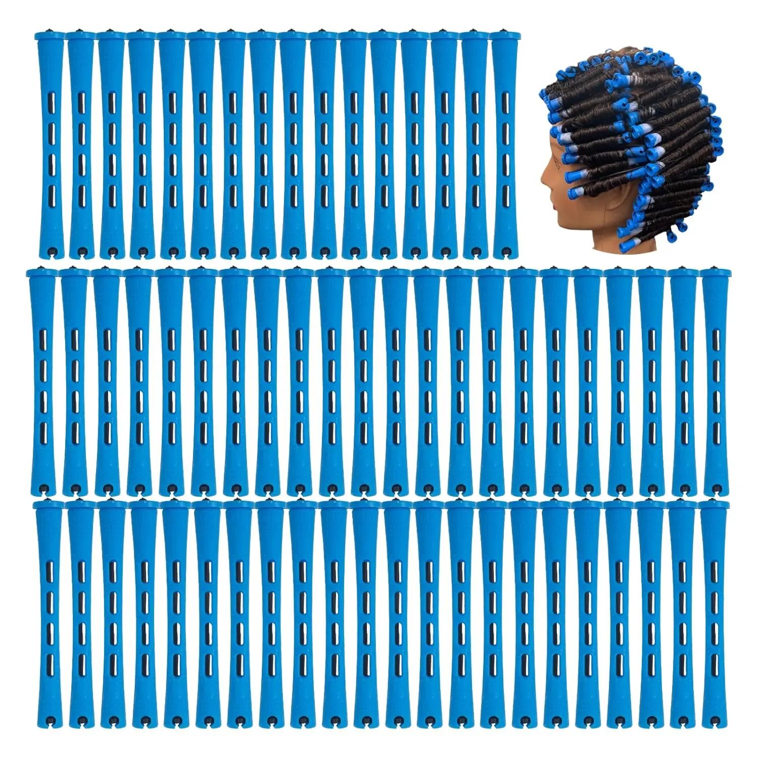 60 Pcs Small Perm Rods 0.35 In– Blue Hair Rollers for Natura | Inspire ...