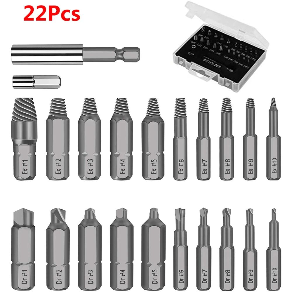 22 Pcs Screw Extractor Bit Set – Stripped Screw & Broken Bol | Inspire ...