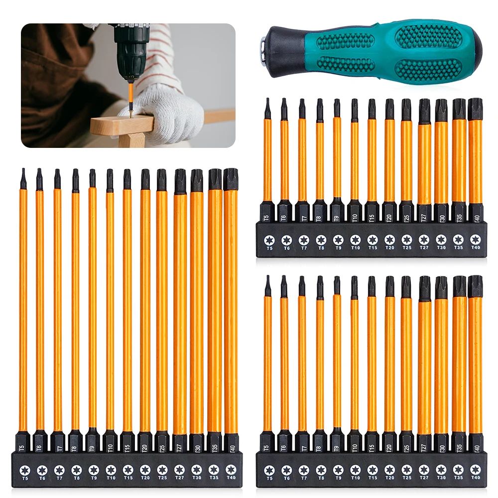 14 Pcs Impact Torx Bit Set T5–T40 with Handle & 2.95/3.94/5. | Inspire ...