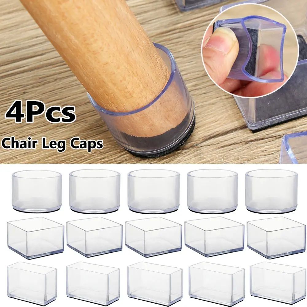 4 Pcs Transparent PVC Chair Leg Caps | Non-Slip Table Foot C | Inspire ...