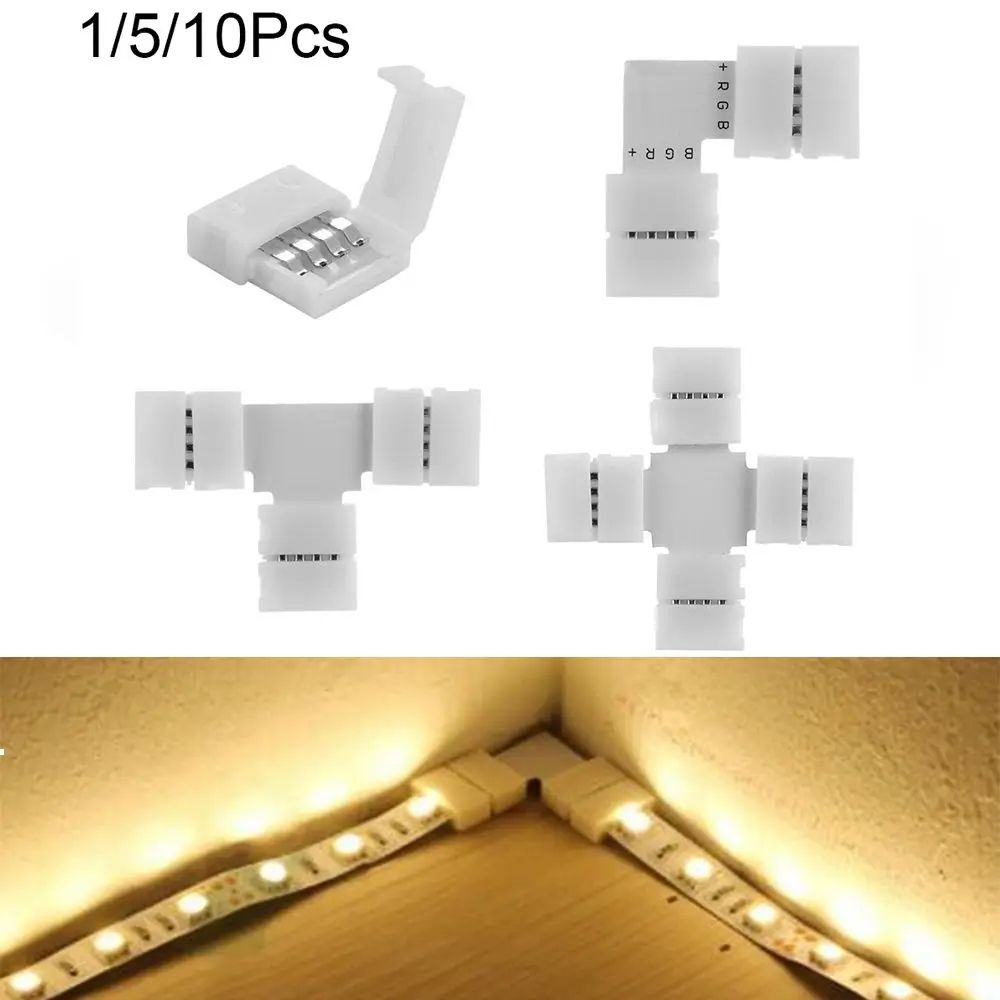 4Pin RGB LED Strip Connectors L/T/Cross Corner Clip Couplers | Inspire ...