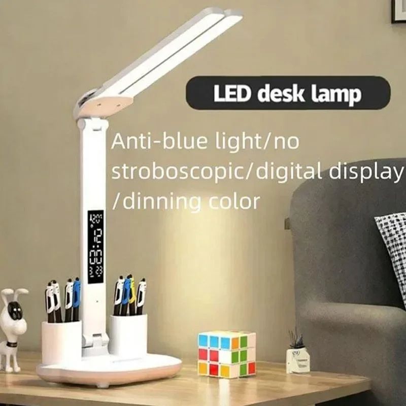 LED Desk Lamp with Clock Calendar Temperature, USB Touch Dim | Inspire ...