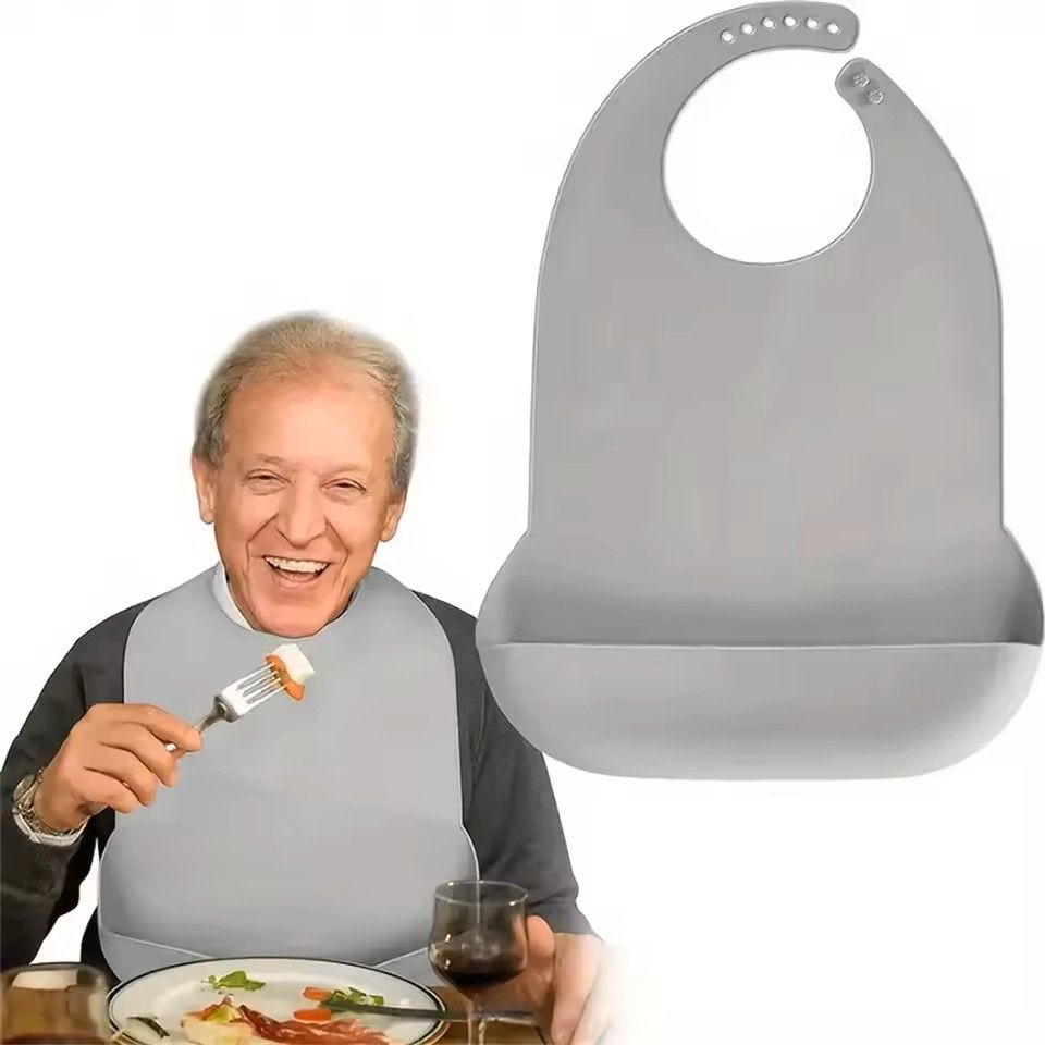 Large Silicone Adult Bib Waterproof Food Grade Bib with Pock | Inspire ...