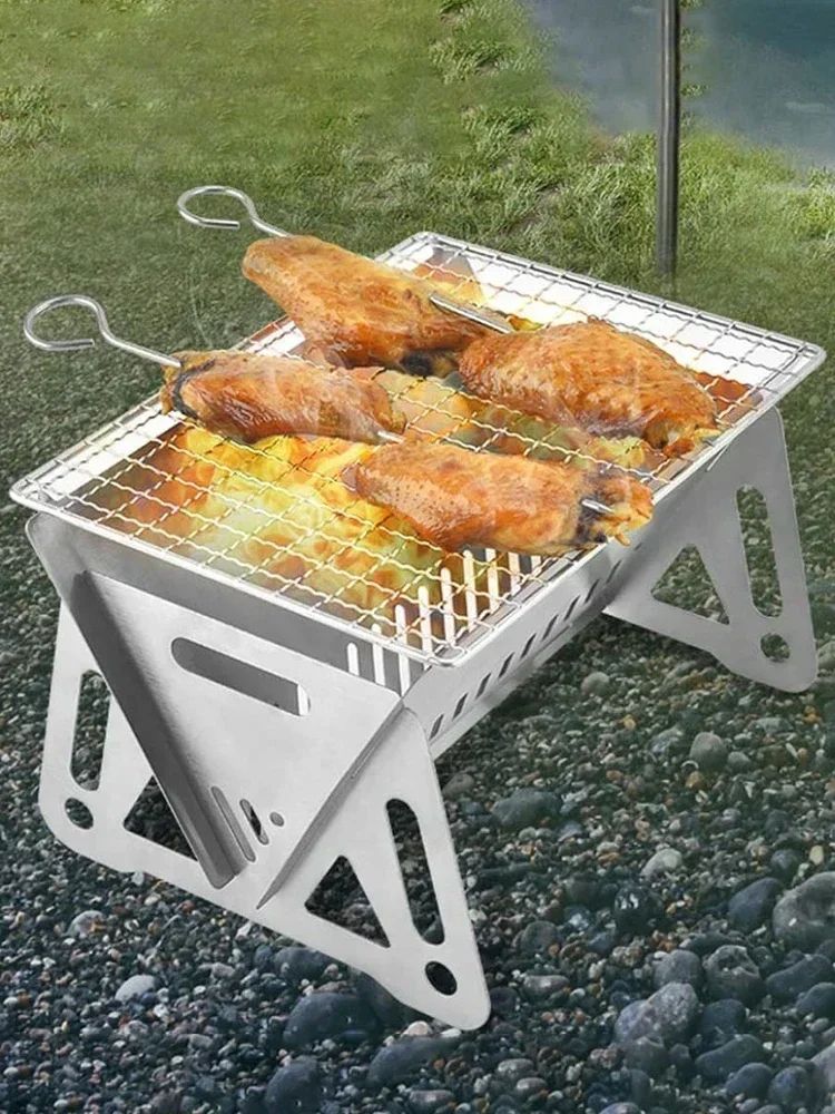 Portable Mini Charcoal Grill – Stainless Steel Folding BBQ G | Inspire ...