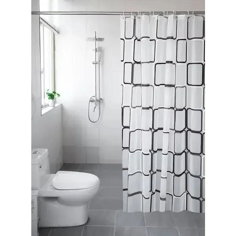 Waterproof Bathroom Shower Curtain – Modern Geometric Plaid | Inspire ...