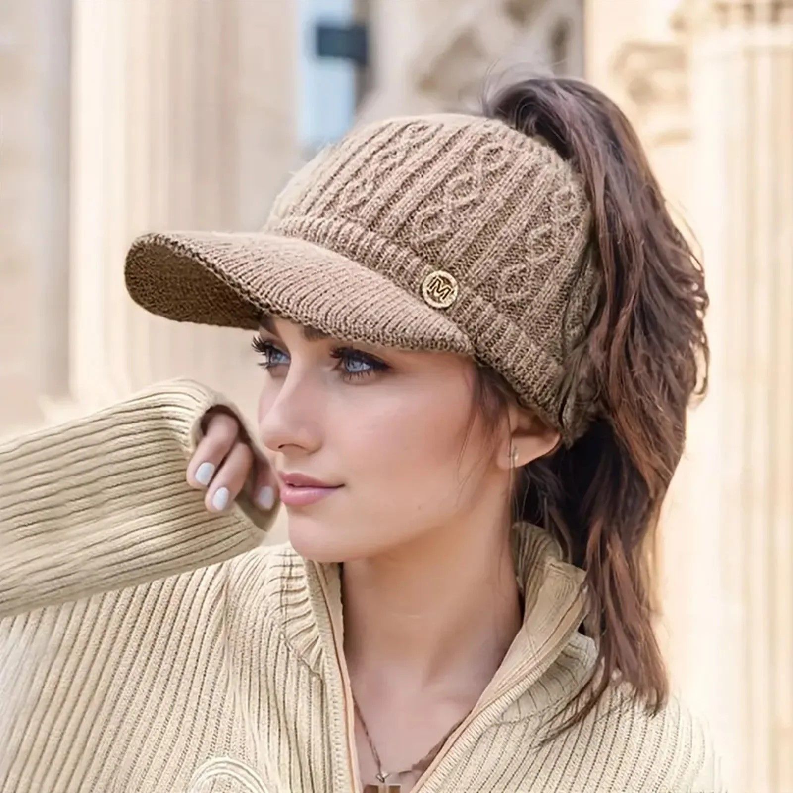 Classic Cozy Ponytail Wool Duck-Tongue Cap, Versatile Winter | Inspire ...