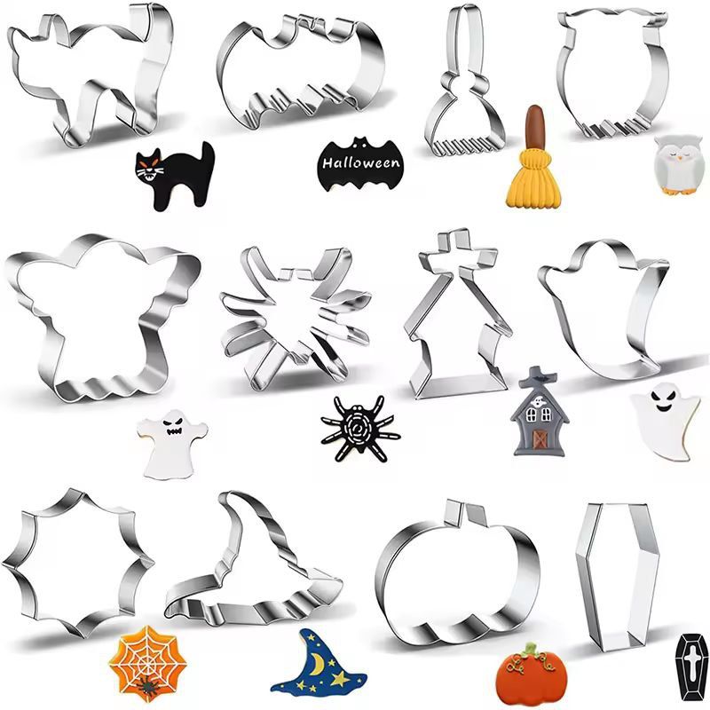 Festive Halloween Cookie Cutter Set, 12-Piece Stainless Stee | Inspire ...