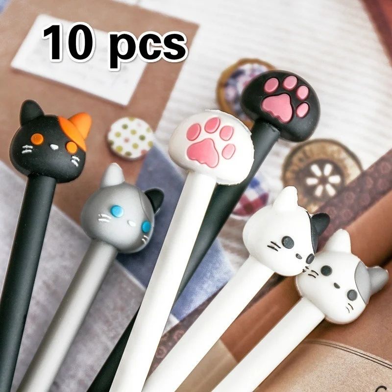 Kawaii Cat Claw Gel Pen Set (10-Pack) - Smooth Black Ink Cut | Inspire ...