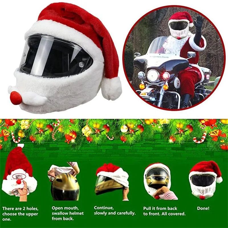 Festive Santa Claus Motorcycle Helmet Cover for Bikes & Scoo | Inspire ...