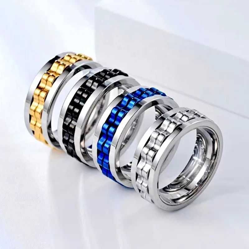 Stainless Steel Spinning Chain Ring for Men – Rotating Anxie | Inspire ...