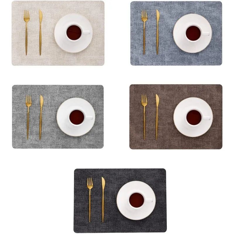 Faux Leather Placemats Set - Waterproof, Heat-Resistant, Non | Inspire ...