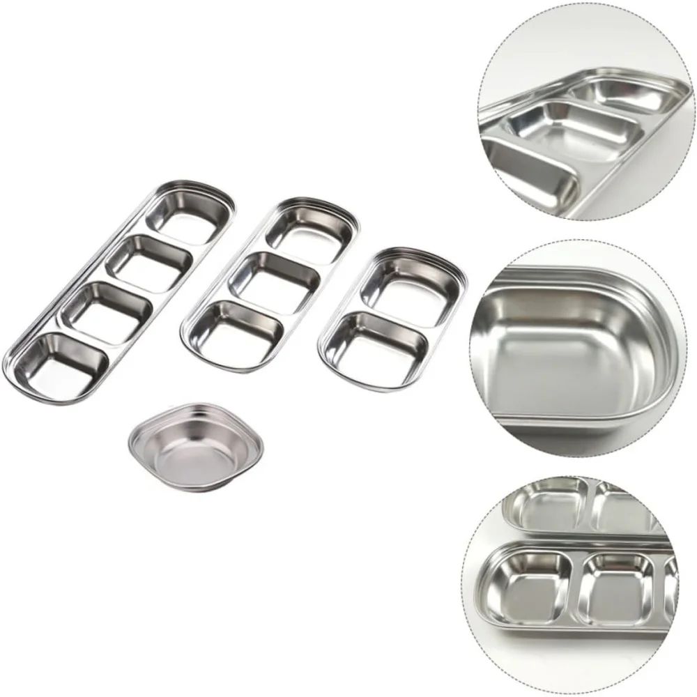 Stainless Steel Divided Dip Bowls – Reusable Condiment Tray | Inspire ...