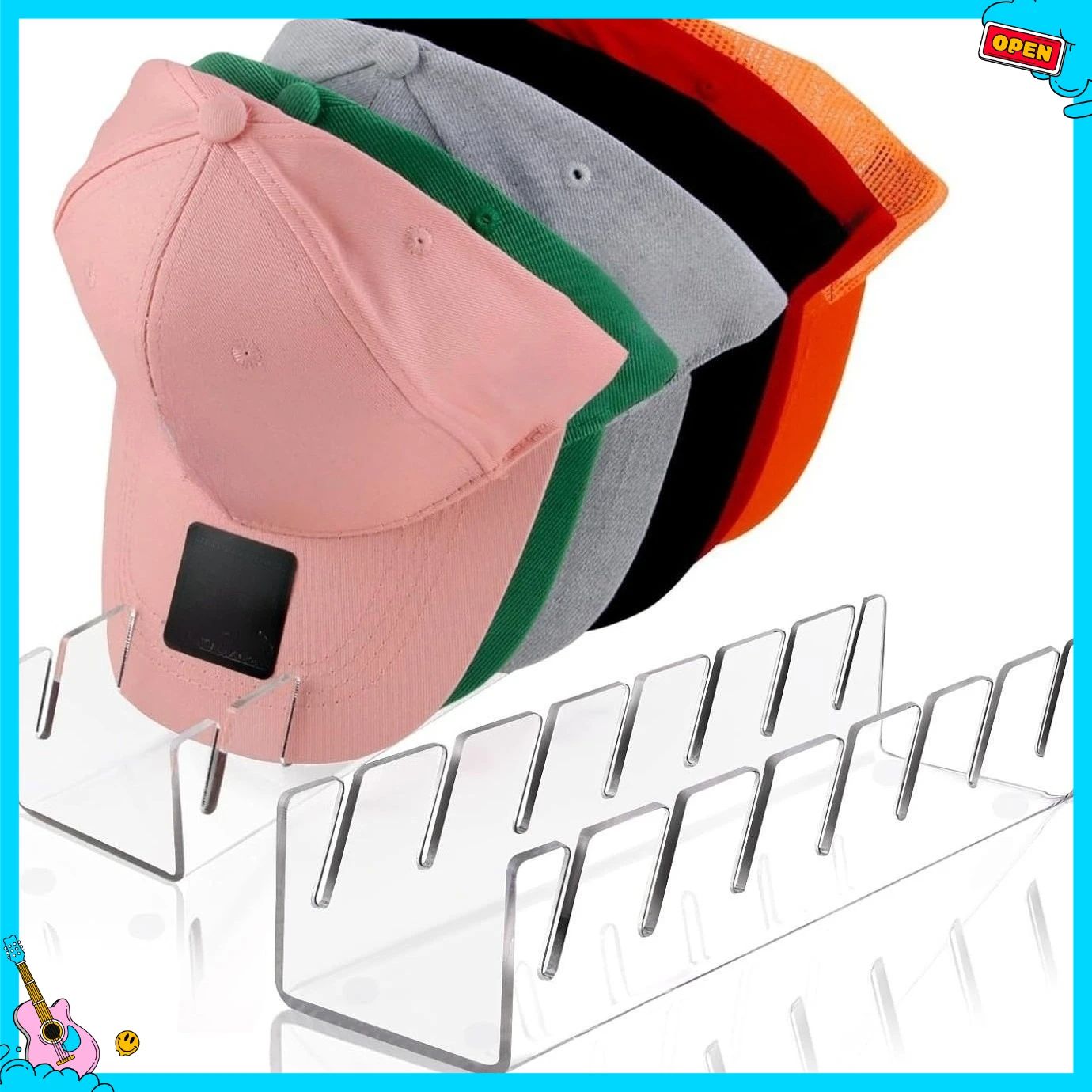 Acrylic 7-Slot Baseball Cap Organizer Stand – Clear hat stor | Inspire ...