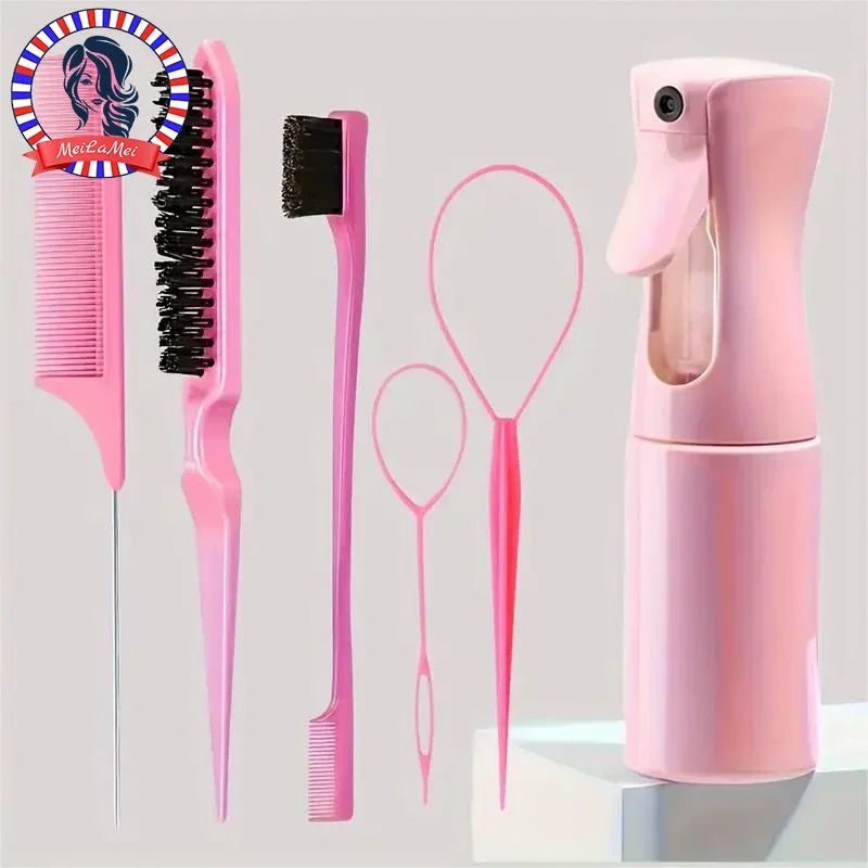 6-Piece hair brush set with hair spray bottle, rat tail comb | Inspire ...