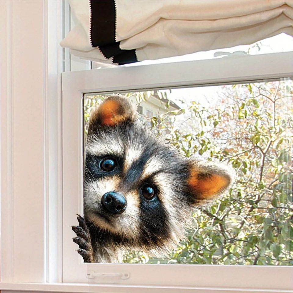 Peeking Raccoon Window Cling Sticker, Static Cling Window De | Inspire ...