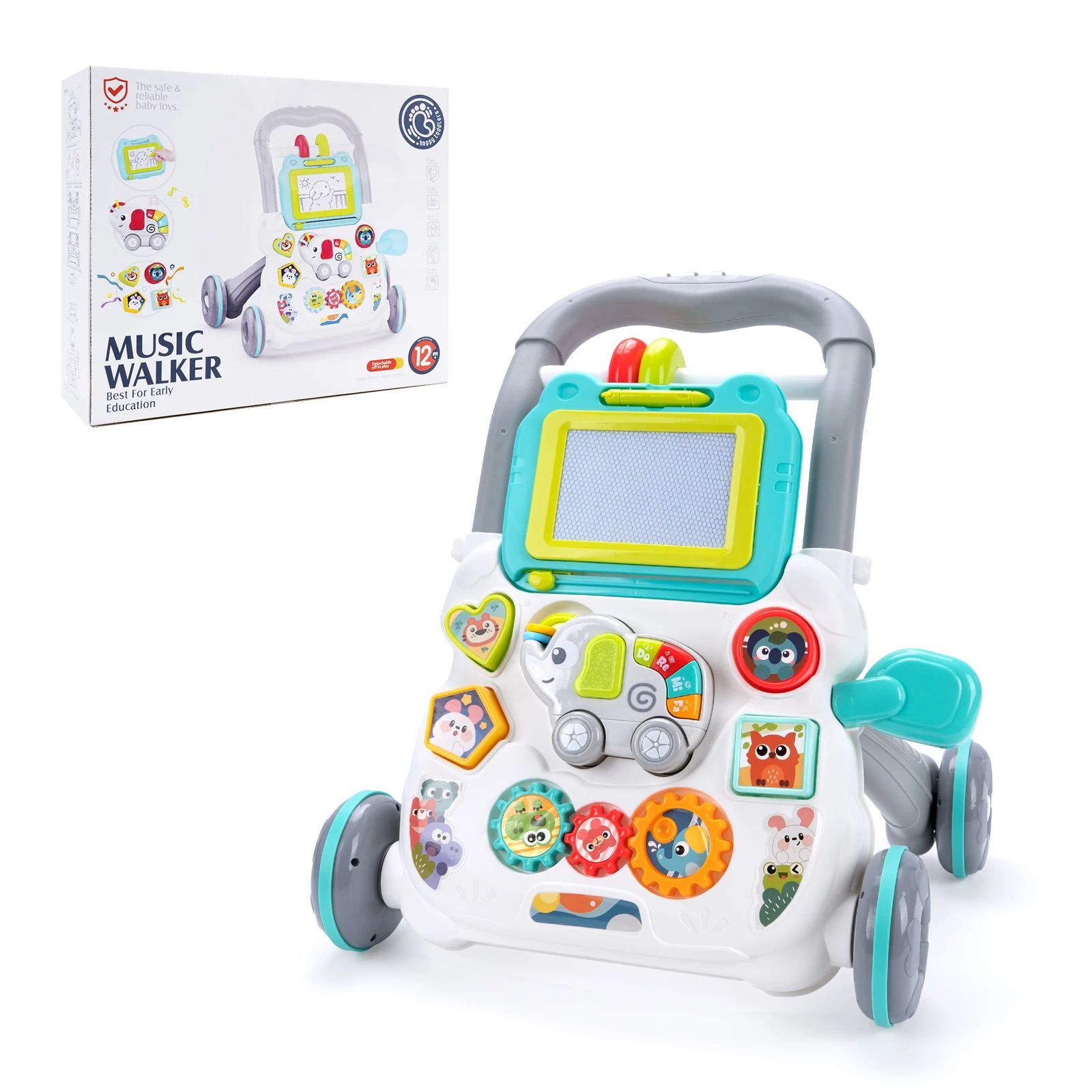 Cartoon Baby Push Walker Activity Center with Music and Draw | Inspire ...