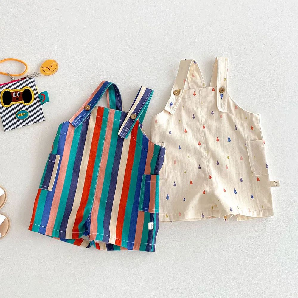 Colorful Striped Girls Summer Jumpsuit with Raindrop Print – | Inspire ...