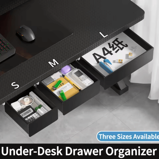 Under Desk Drill Free Storage Drawer Hidden Office Organizer | Inspire ...