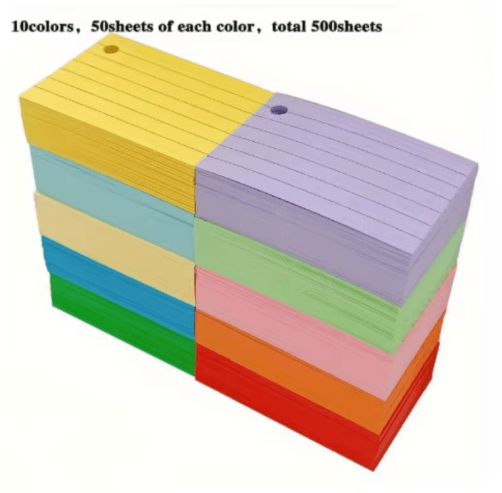 500 Sheet Lined Colored Index Cards with Rings Ruled Flashca | Inspire ...