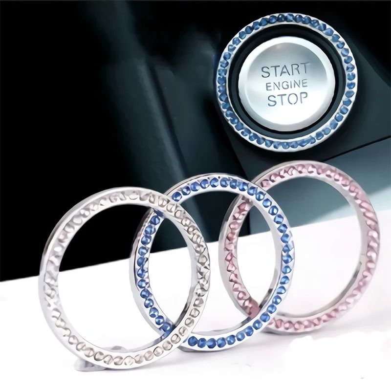Rhinestone Car Start Button Cover Diamond Key Ring Decor | Inspire Uplift