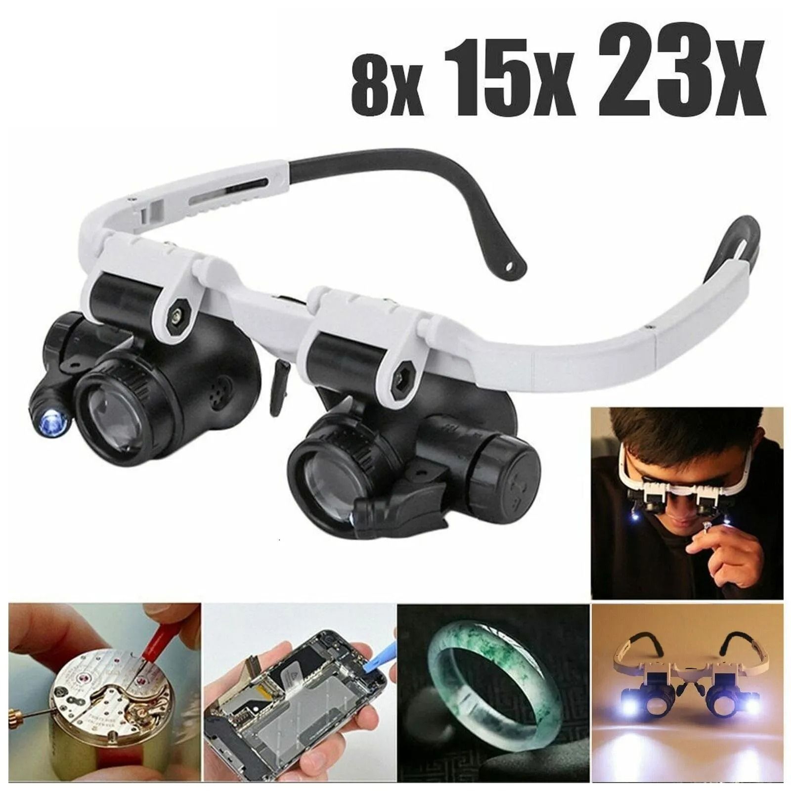 LED Head Mounted Magnifier with Adjustable Lenses for Precis | Inspire ...