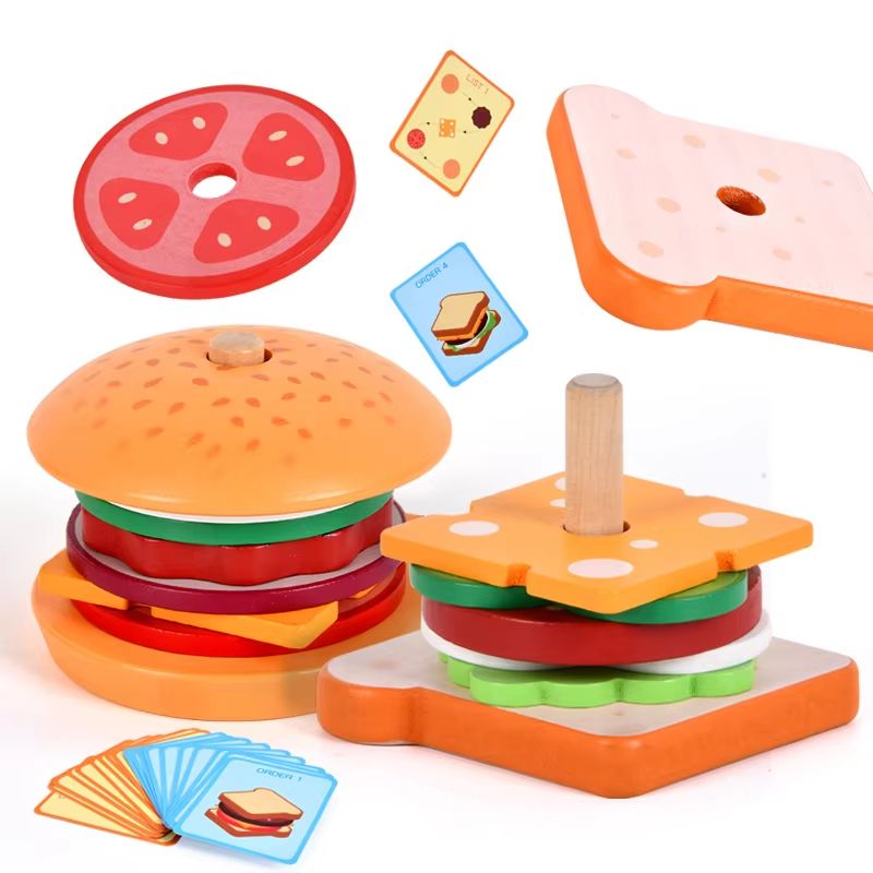 Build-a-Burger wooden burger stacking toy for Toddlers | Inspire Uplift