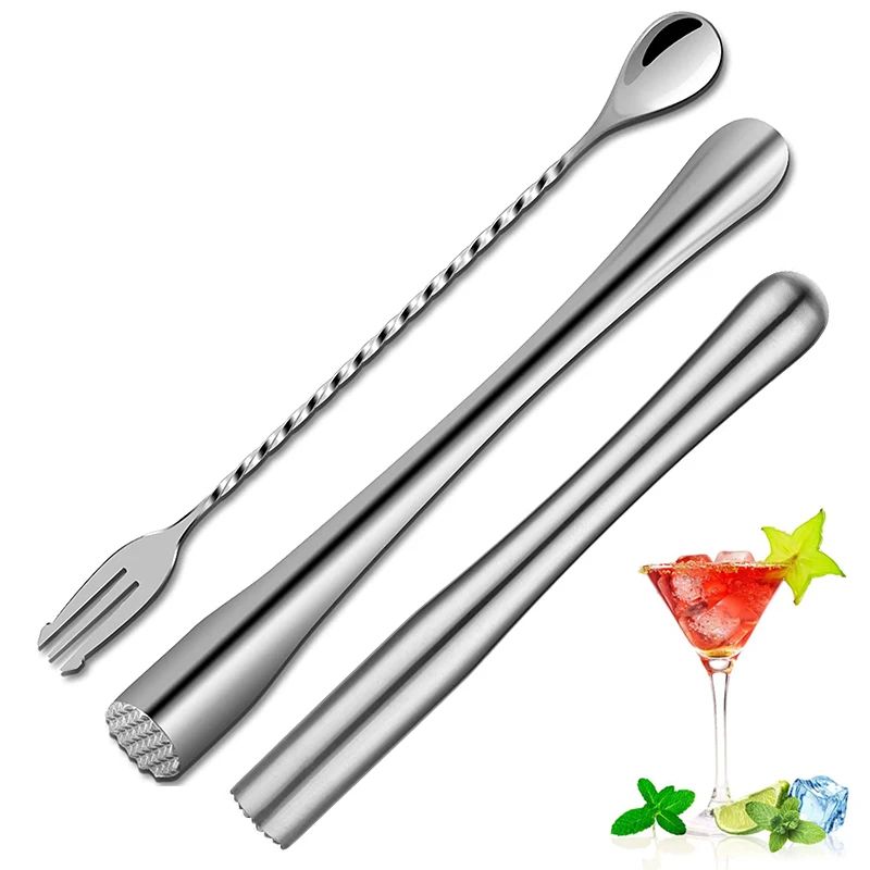 Stainless Steel Cocktail Muddler & Mixing Spoon Set – Profes | Inspire ...