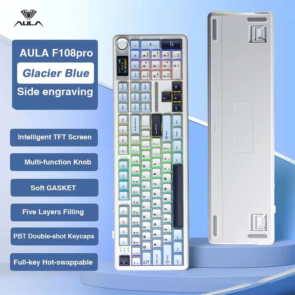 AULA F108 Pro Tri-Mode Wireless Mechanical Keyboard – RGB Ga | Inspire ...