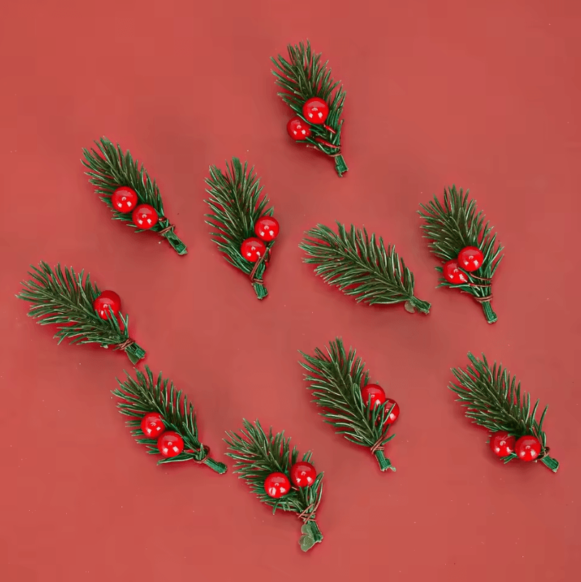 Mini Artificial Red Berries Bouquet Plastic Pine Needle Berr | Inspire ...