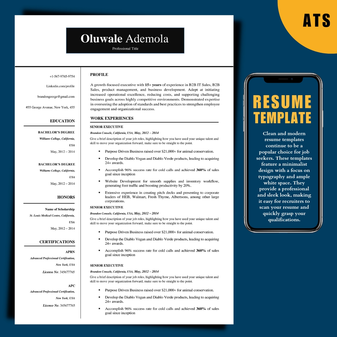 Modern professional resume template with matching cover lett | Inspire ...