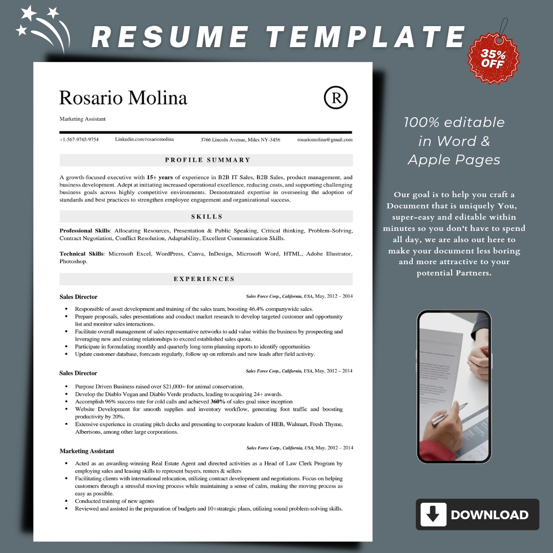 High quality resume and cover letter templates, ats complian | Inspire ...