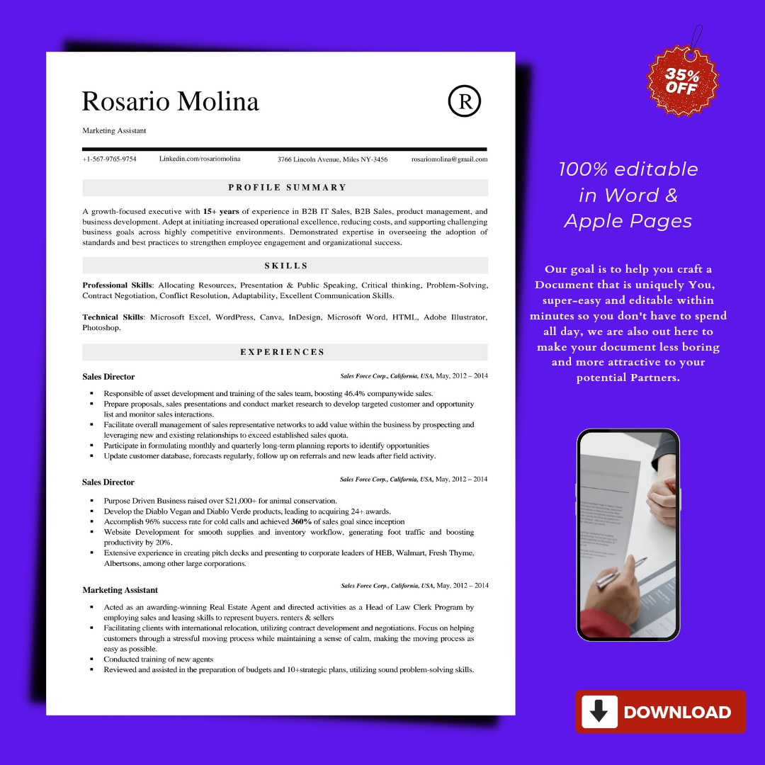 Top Notch professional resume template with matching cover l | Inspire ...