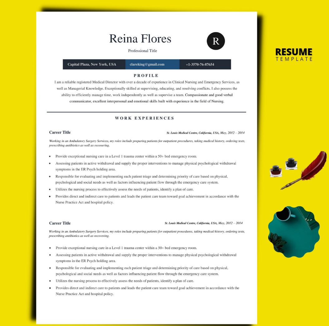 Professional Microsoft Resume CV Template, Cover Letter Temp - Inspire ...