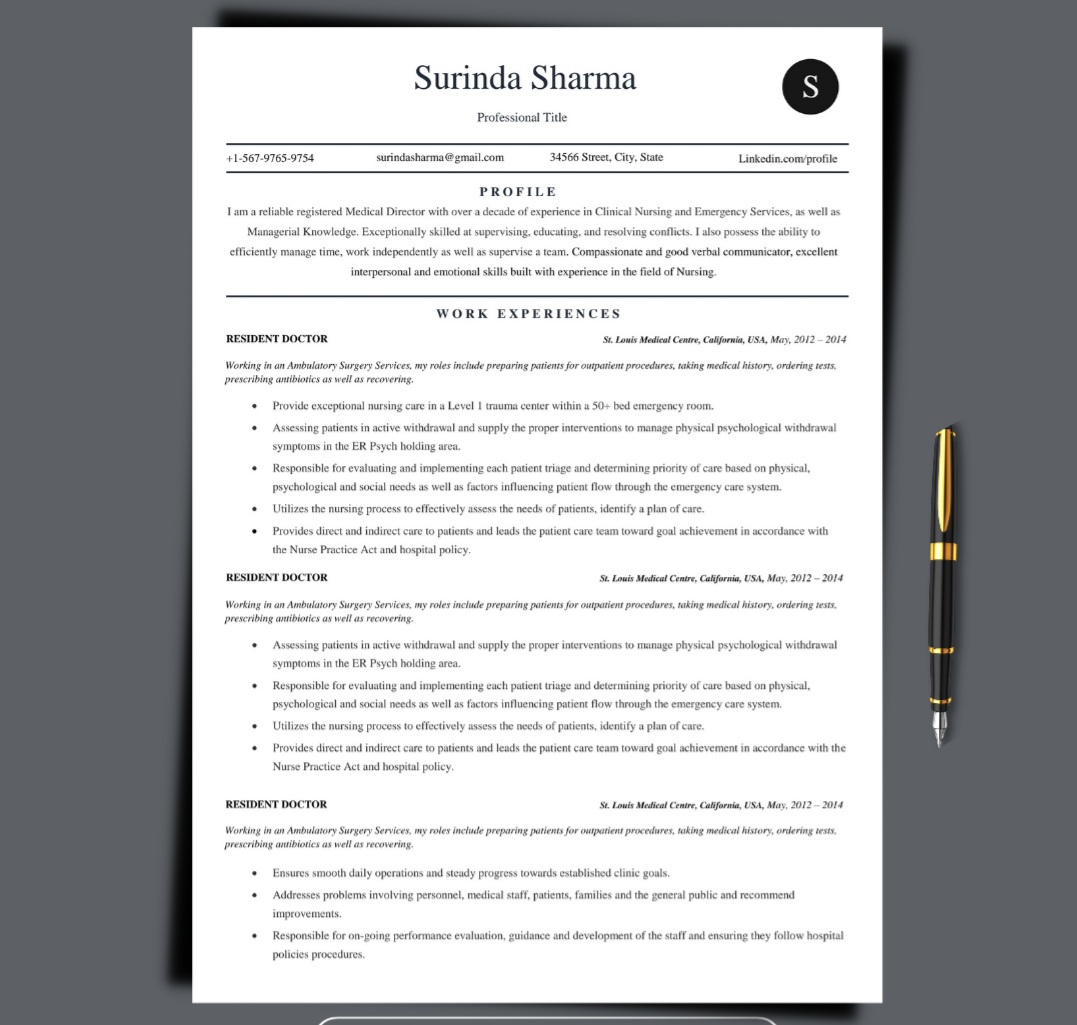 Microsoft word editable professional resume template plus ma | Inspire ...