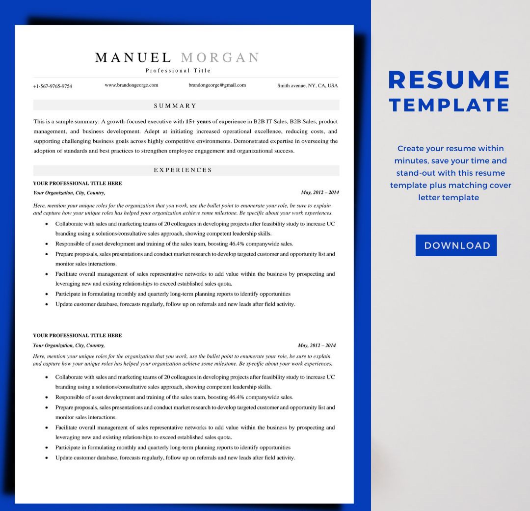 High quality resume template for your next resume update, pr | Inspire ...