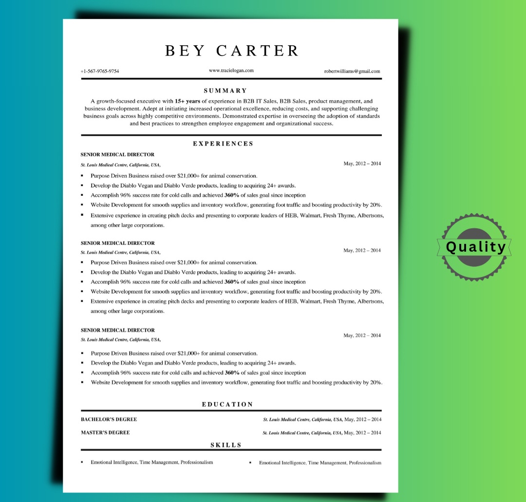 ATS Compliant Resume with matching cover letter template, pr | Inspire ...
