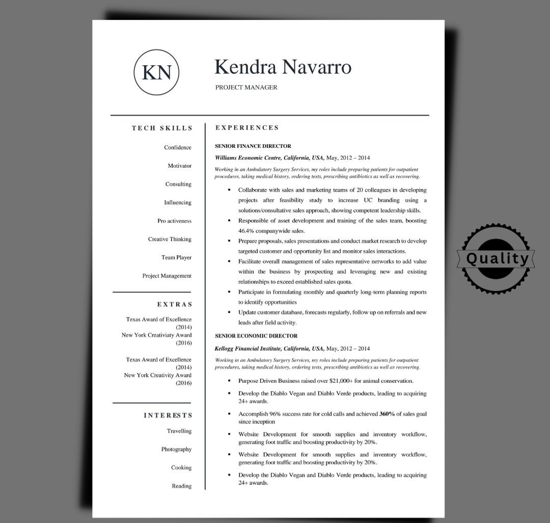 ATS Compliant Resume with matching cover letter template, ms | Inspire ...