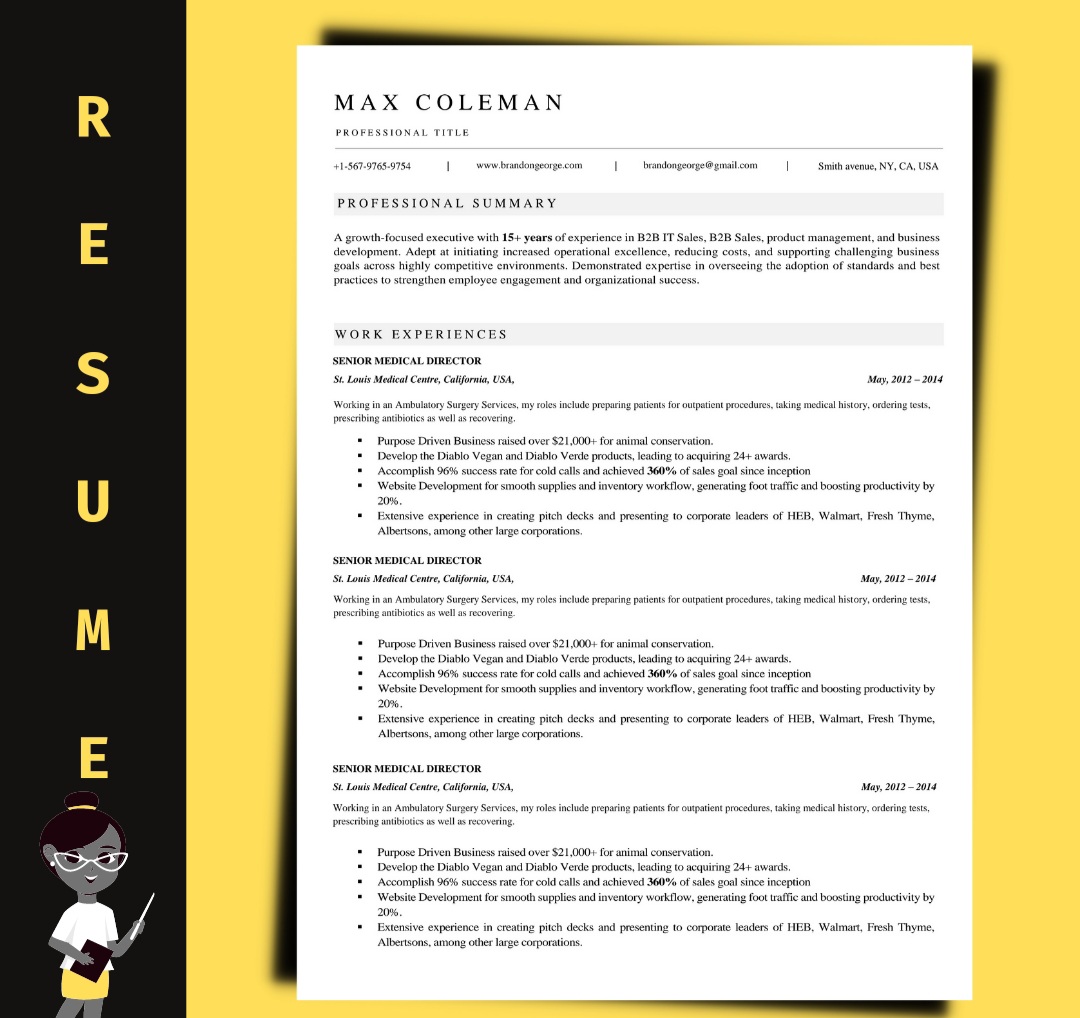 Professional resume update template, word resume template, A | Inspire ...