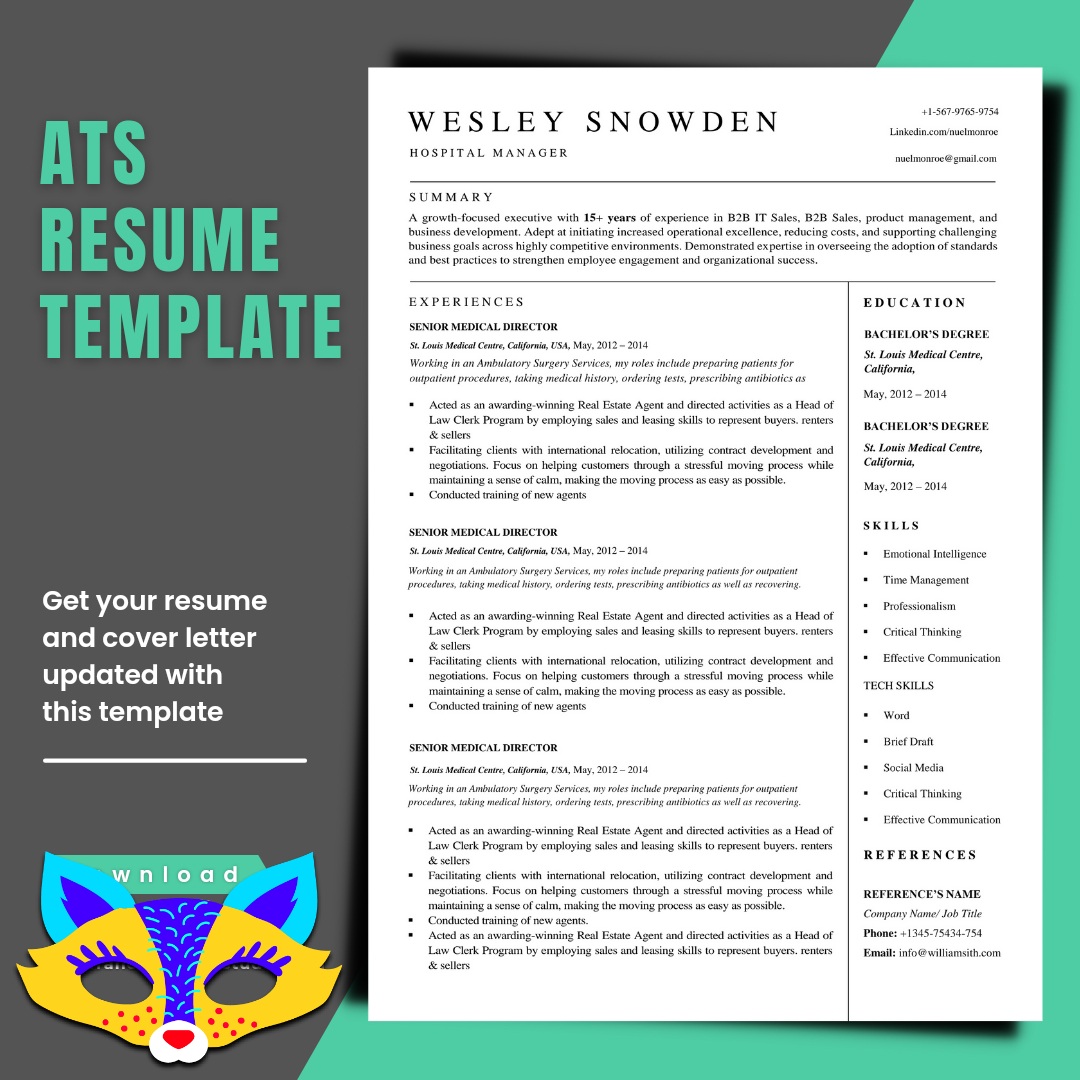 Instant Word resume template, cv template word format, | Inspire Uplift