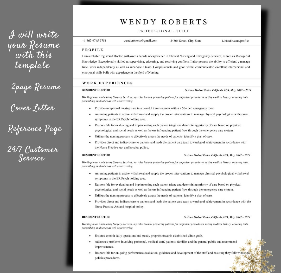 High quality professional resume template, cv template word, | Inspire Uplift
